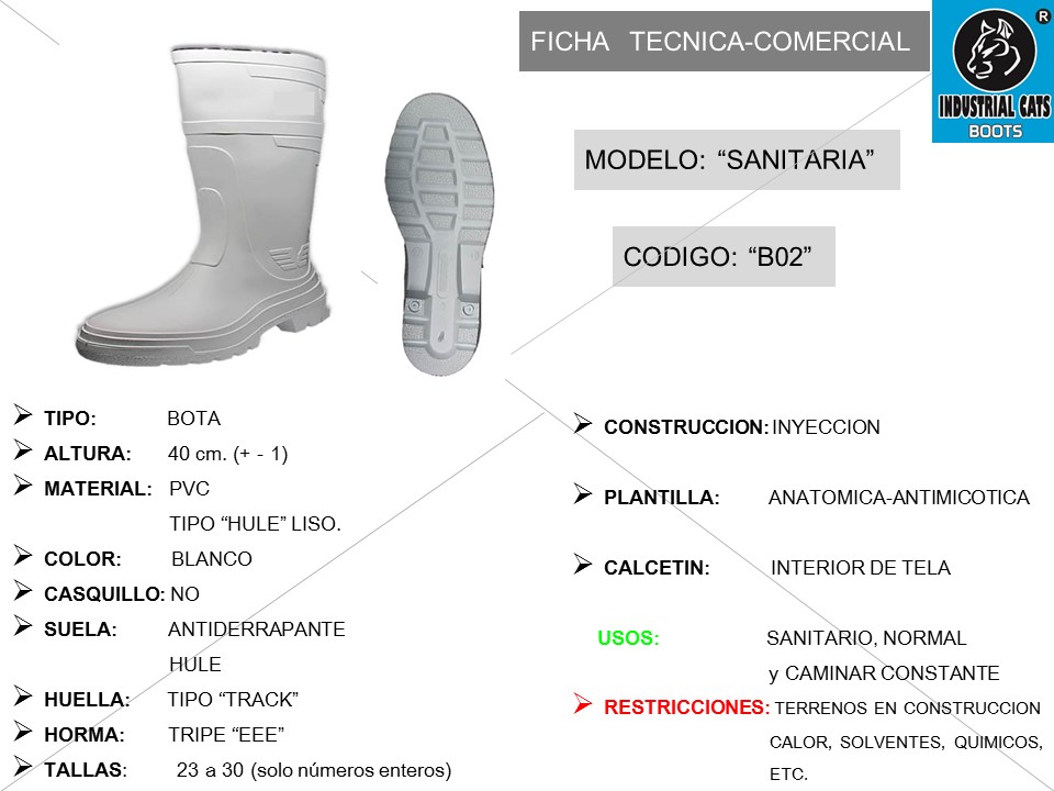BOTAS IMPERMEABLES-HULE: FICHAS TECNICAS