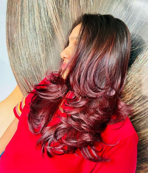 Long layer and hair coloring transformation - Village Barber Stories