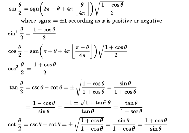 Trigonometric formulas