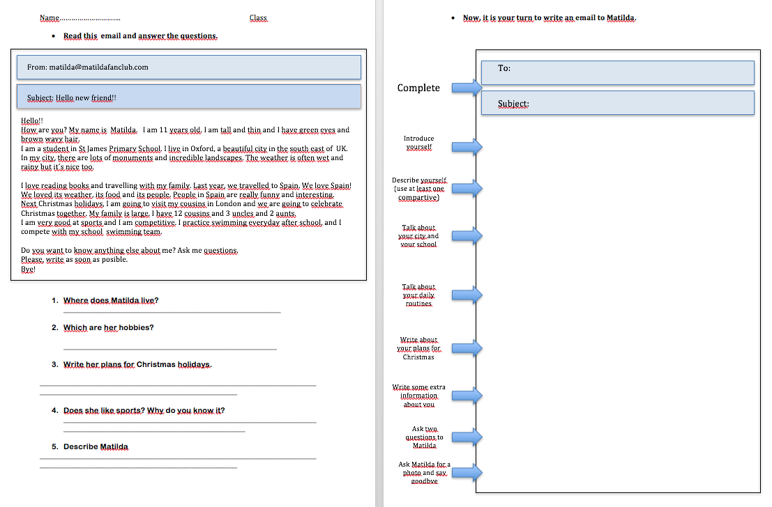 OUR ENGLISH CLASS: Creative writing