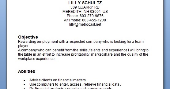 Financial Advisor Sample Resume Format in Word Free Download