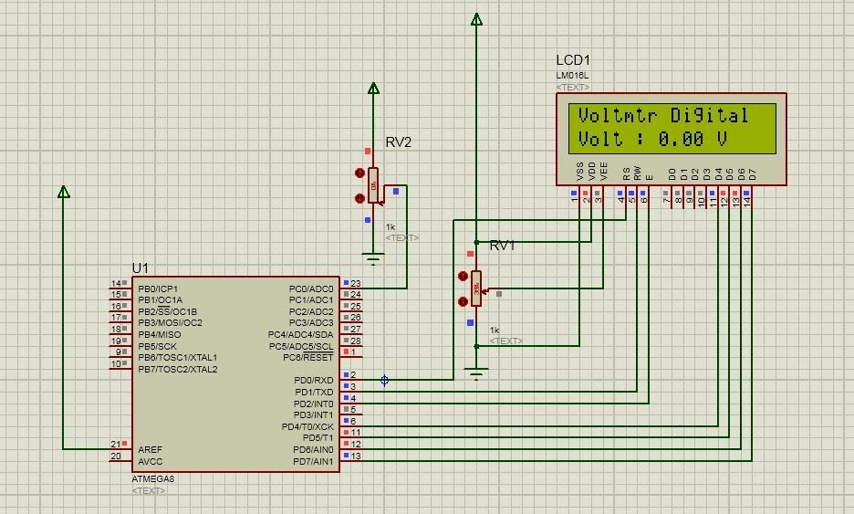 Membuat Voltmeter Digital menggunakan fitur Analog to Digital Converter (ADC) ATmega8 dengan ...
