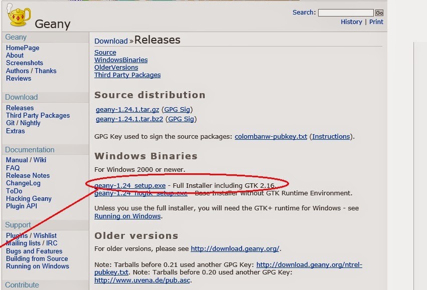 BLEROW: langage C: téléchargement de Geany