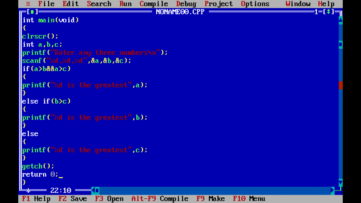 Program to find greatest number among any three different numbers ...