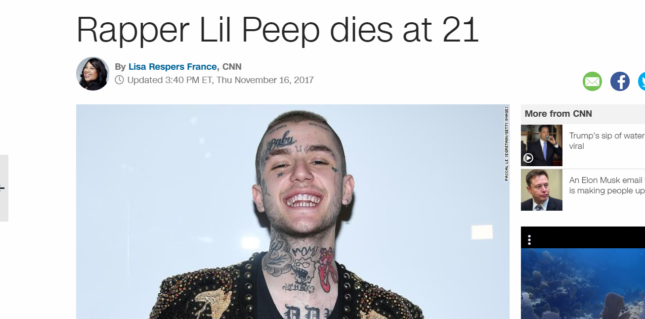 The Mindless Freaks: Rapper Lil Peep dies age 21 on 11/15/17