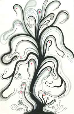 Nina Kuriloff - Tree, Nature & Abstract Art: Drawing of Black and Gray Tree
