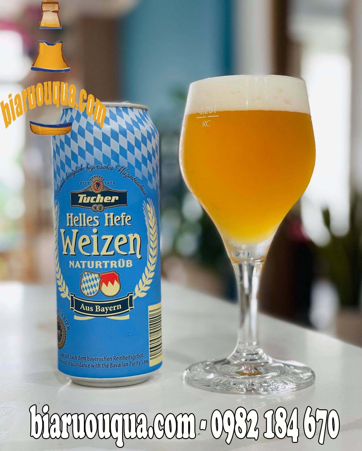 Bia Tucher Helles Hefeweizen 5.2% thùng 24 lon 500ml