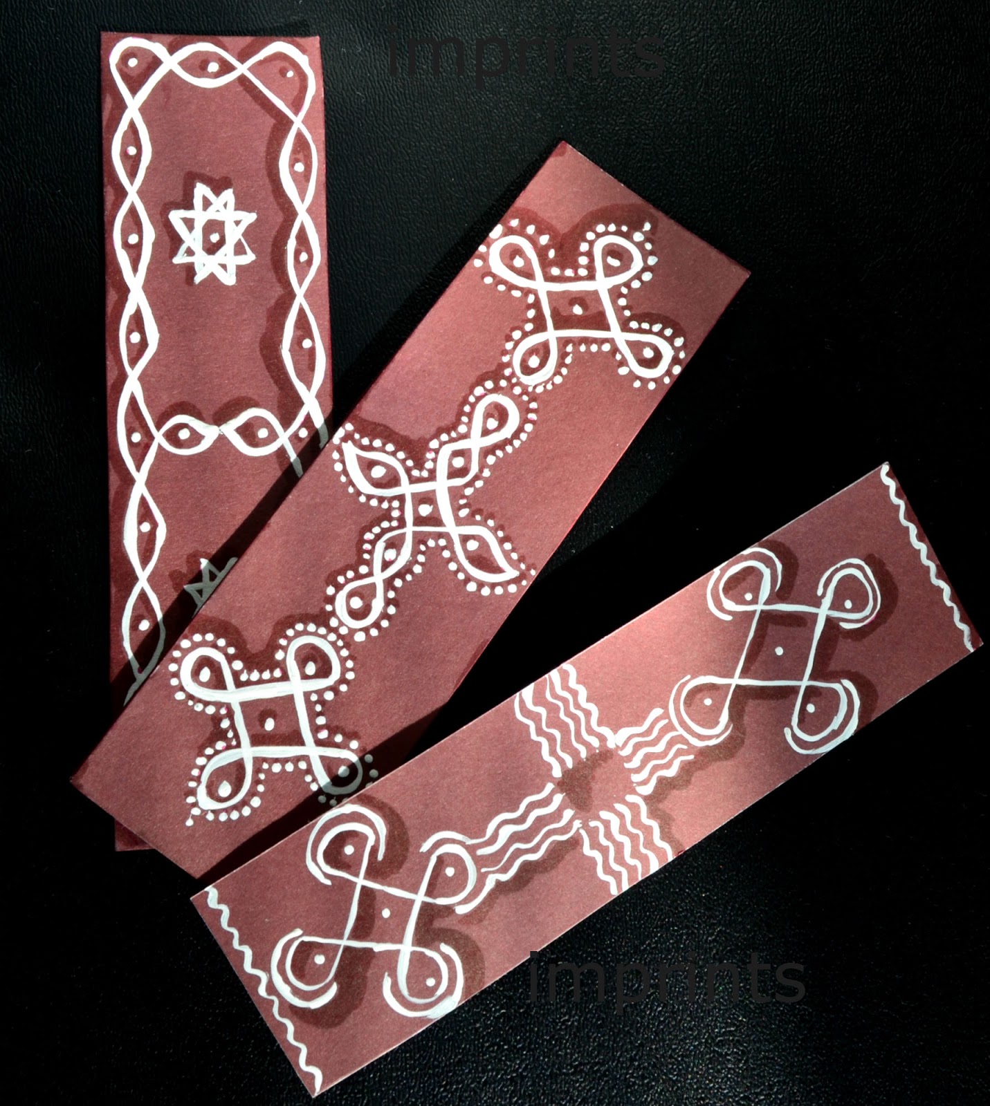 imprints handmade: Rangolis on my bookmarks