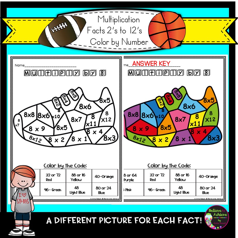 The Best of Teacher Entrepreneurs: Sports Multiplication Color by ...