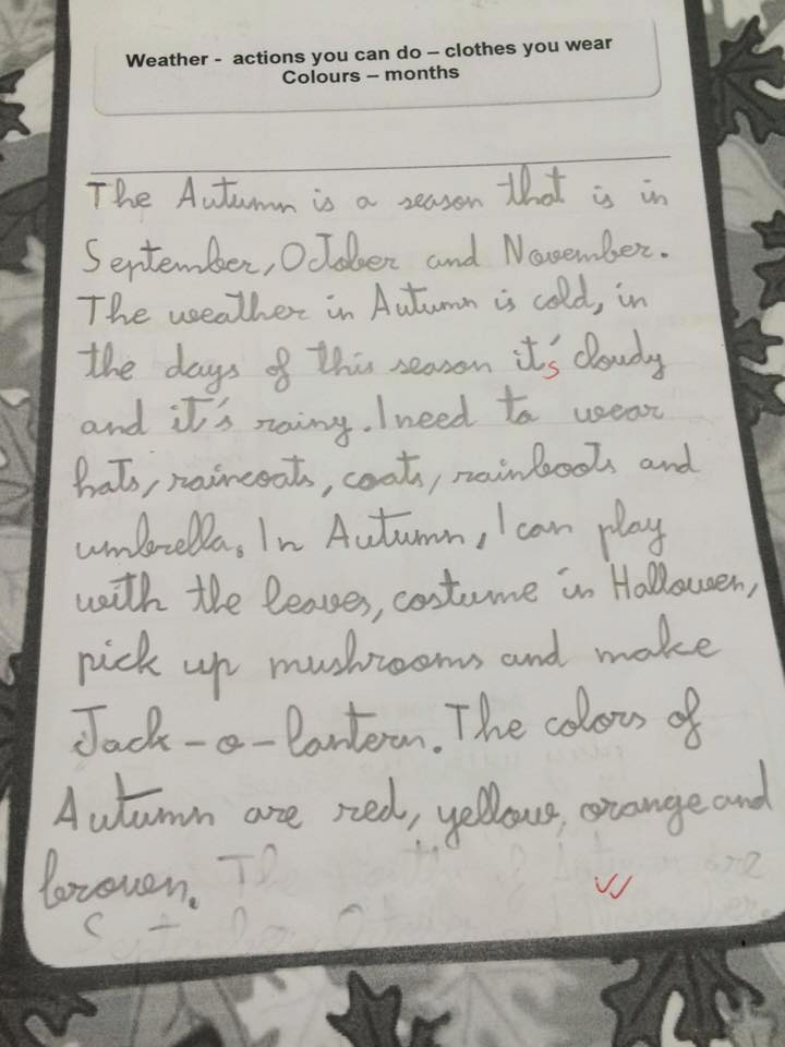 OUR ENGLISH CLASS: Writing about Autumn