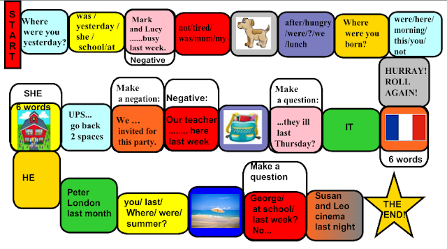 Lola-Teacher: BOARD GAME. To be. Past simple. Make sentences.