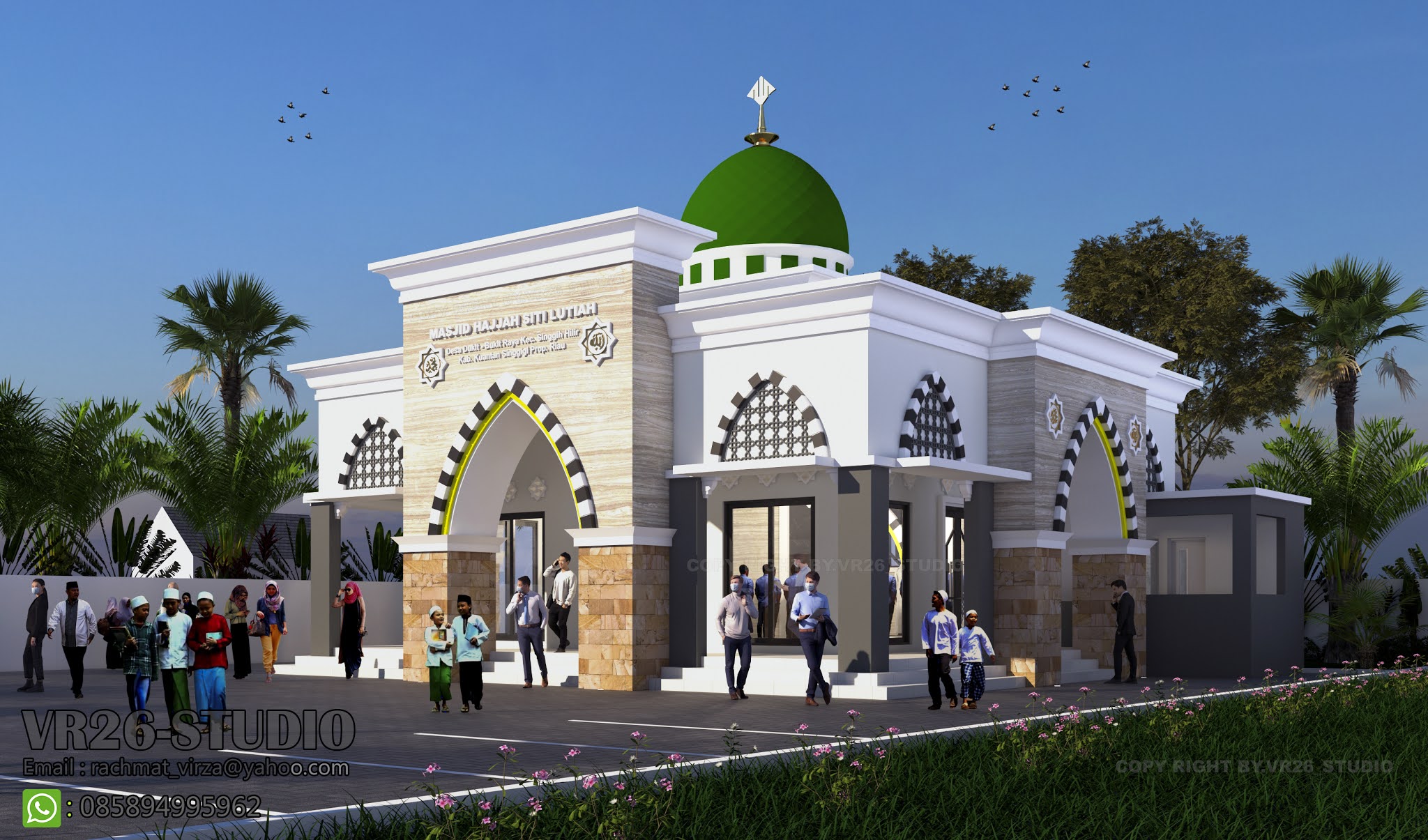 3D-visualizer: Desain Masjid Minimalis Modern 2021