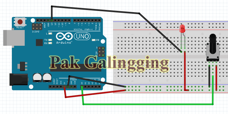 Project Arduino AnalogInput Potensiometer mengatur kecepatan BLINK
