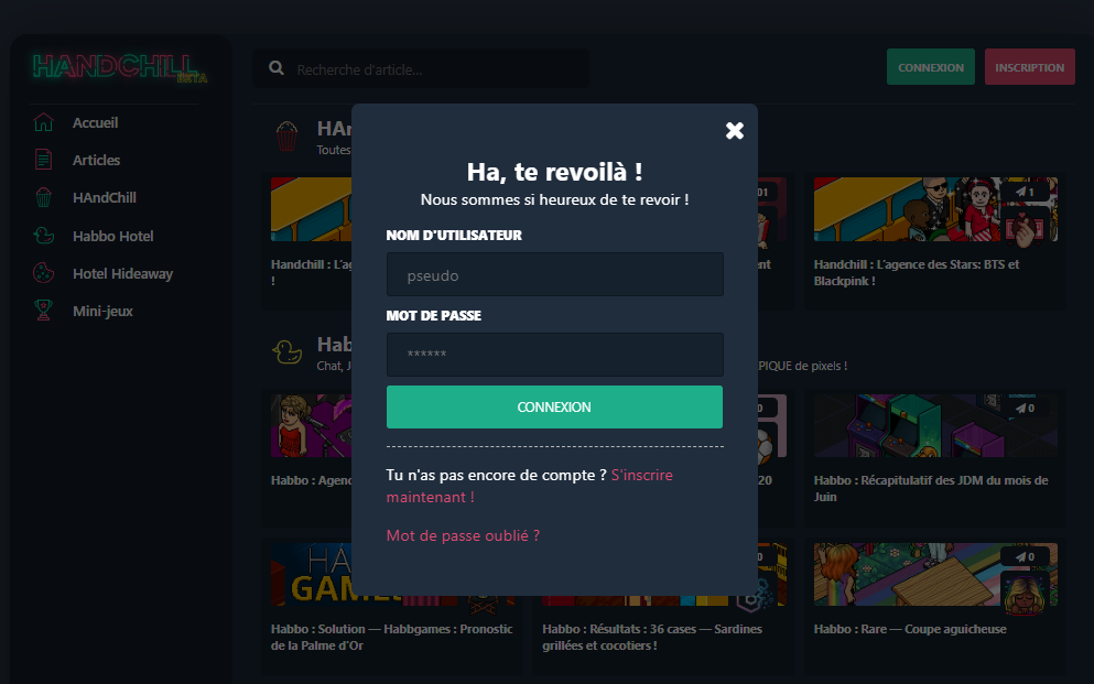 CMS: Habbo Custom Fansite CMS - HandChill Clone CMS by Hugoyin