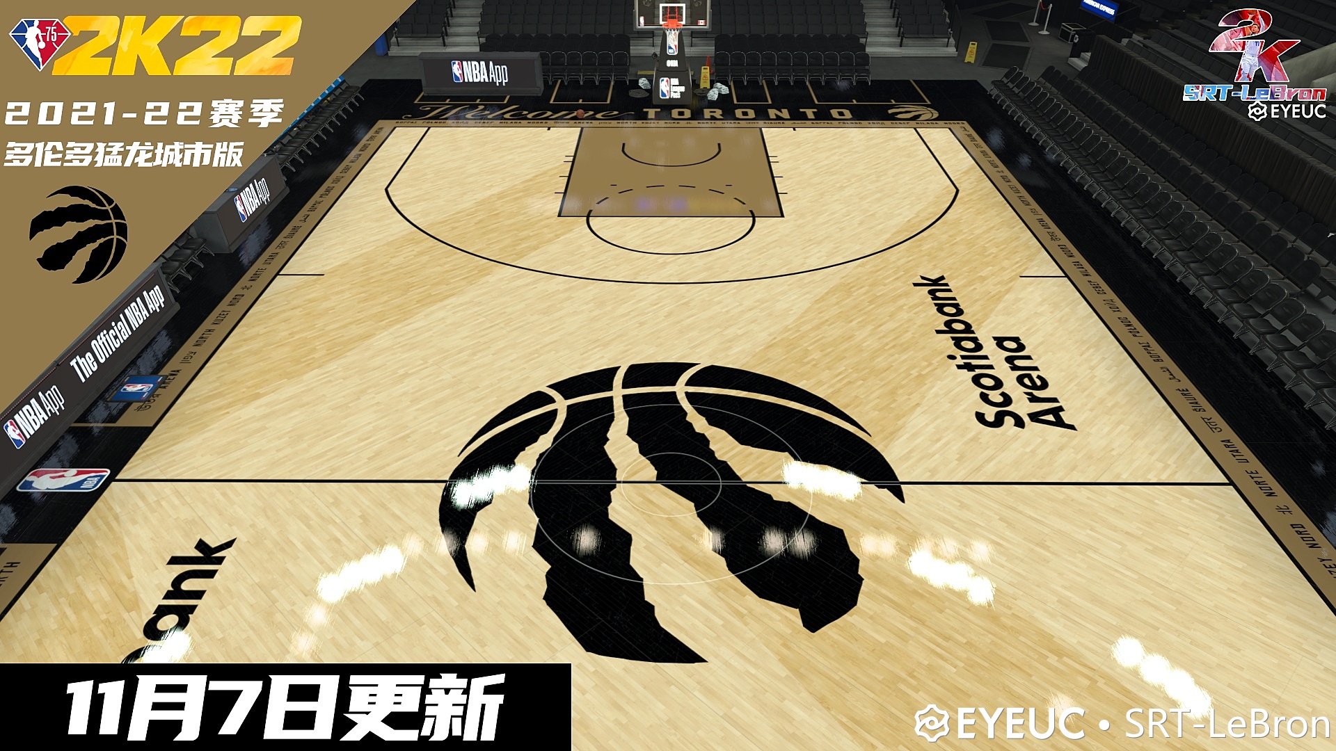 NBA 2K22 2021-22 Toronto Raptors City Edition Court 8K by SRT-LeBron
