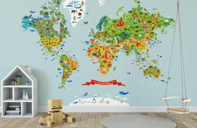 Mural mapamundi para habitaciones infantiles | Guardiana Blog