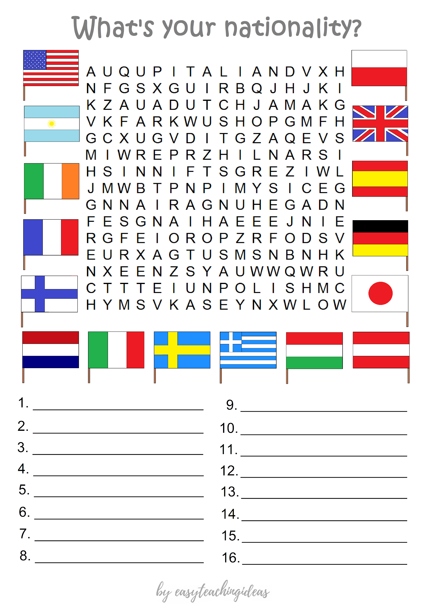moje pomysły jak ...: Countries and nationalities. Revision.