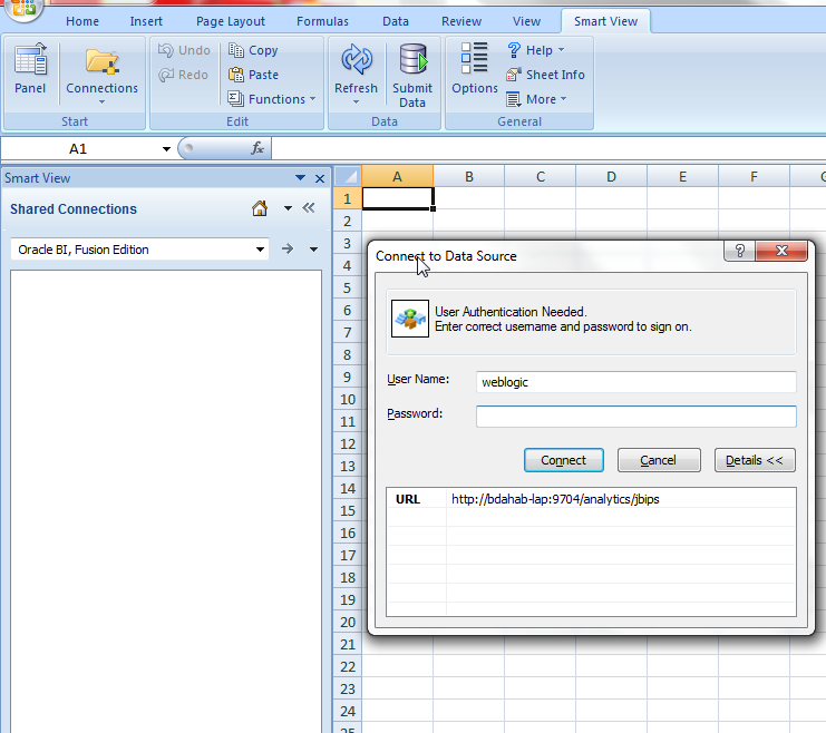 OBIEE in IL: OBIEE - creating new SmartView connection OBIEE in IL: OBIEE - creating new SmartView connection
