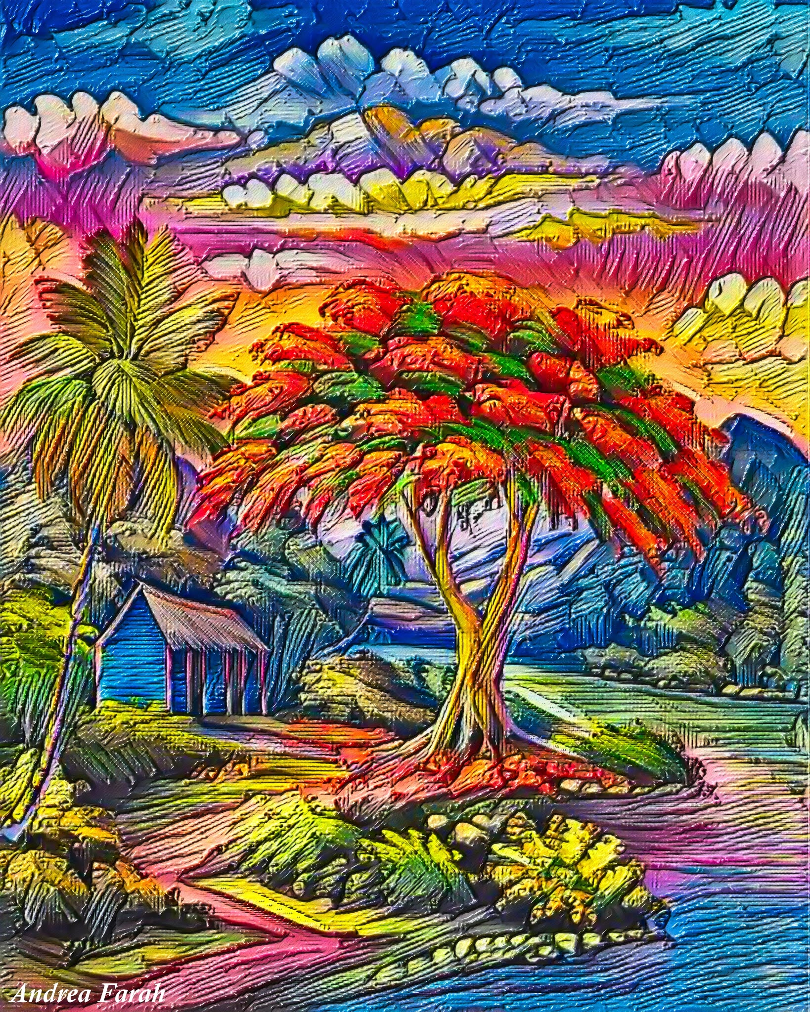 Flamboyant Tree Painting