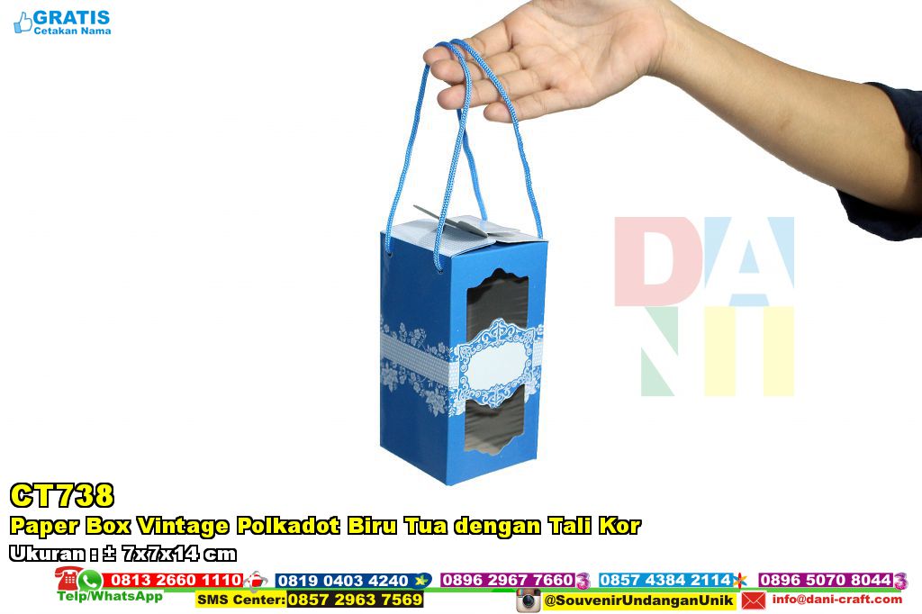 Jual Souvenir murah dan unik: Paper-Box-Vintage-Polkadot-Biru-Tua ...