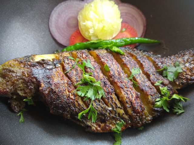 PEARL SPOT FISH FRIED IN GREEN MASALA