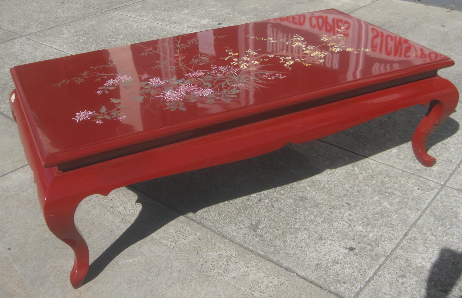 UHURU FURNITURE & COLLECTIBLES: SOLD - Red Lacquer Asian Coffee Table ...