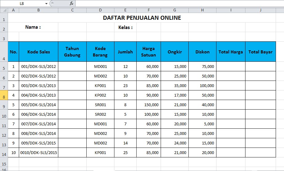 Tugas TIK Excel kelas 8 | Info Tutorial Komputer Tugas TIK Excel kelas 8 | Info Tutorial Komputer