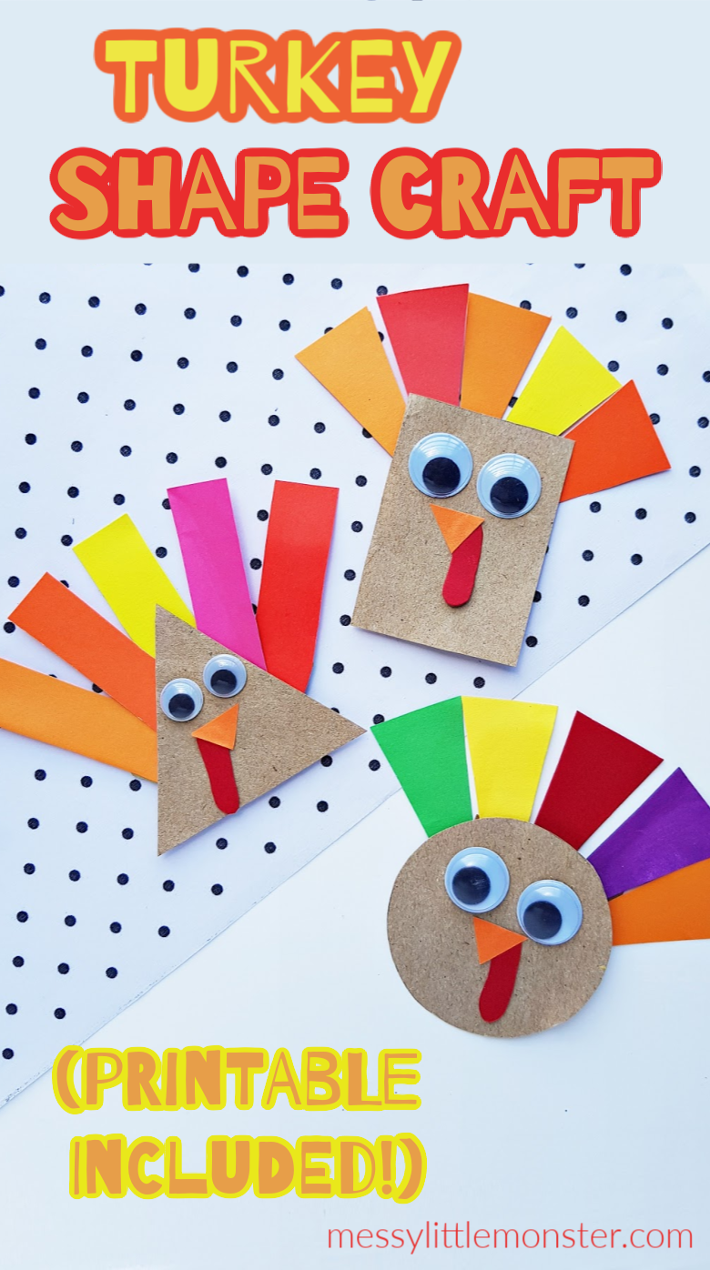 Shape Turkey Craft (template included) - Messy Little Monster