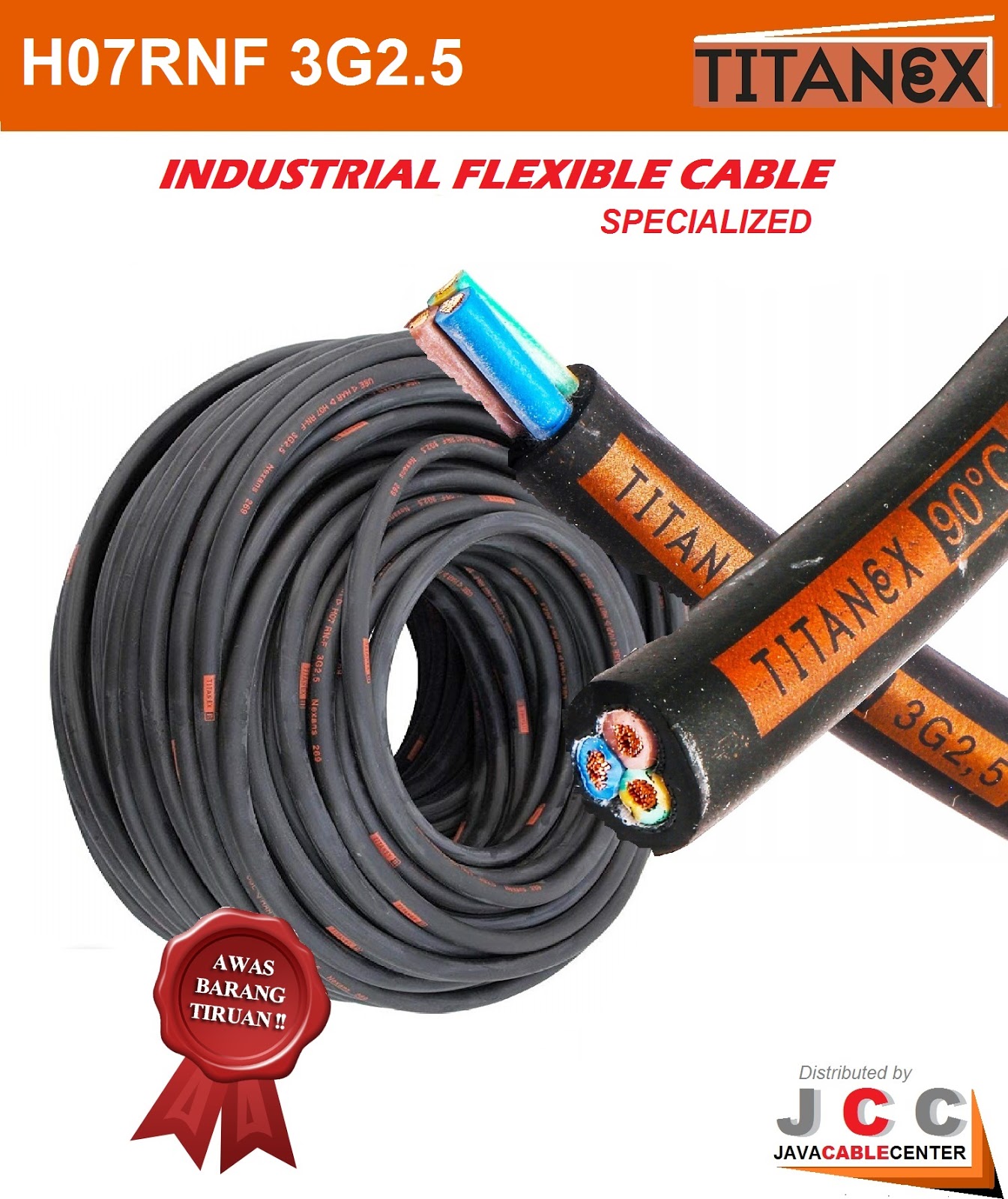 JAVA CABLE CENTER: KABEL TITANEX H07RNF 3X2,5mmsq (Original) Industrial ...