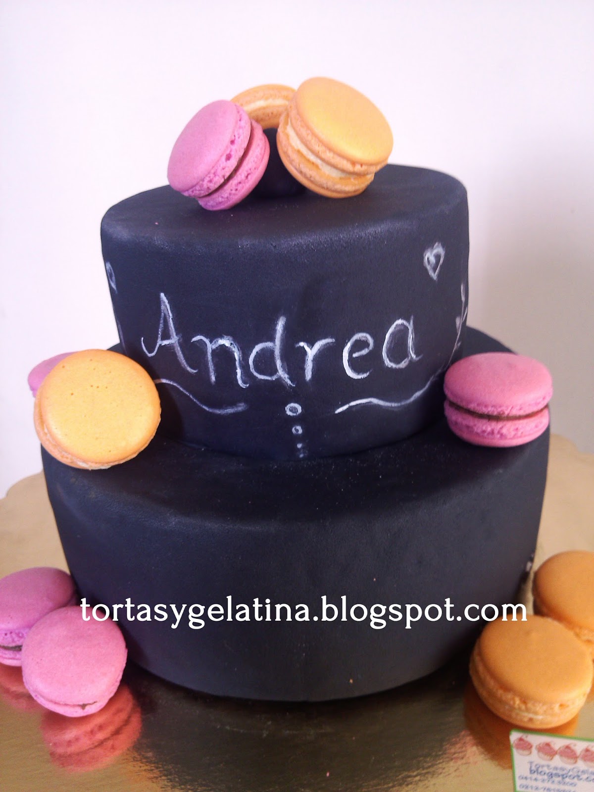 Torta Pizarra con Macarons - Avila's Cake