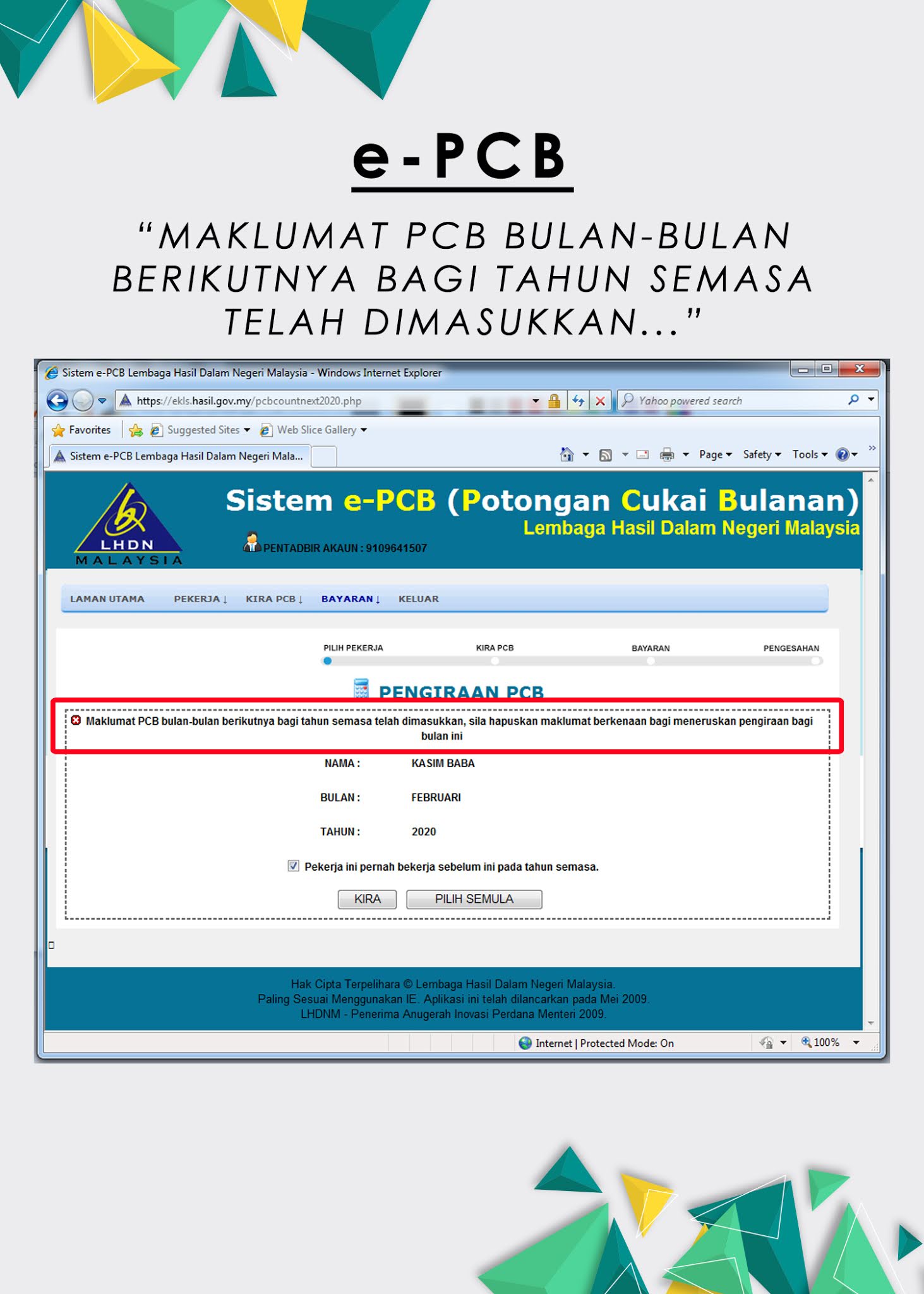 Masalah Berkaitan ePCB : Maklumat Pengiraan PCB Bagi Bulan-Bulan ...