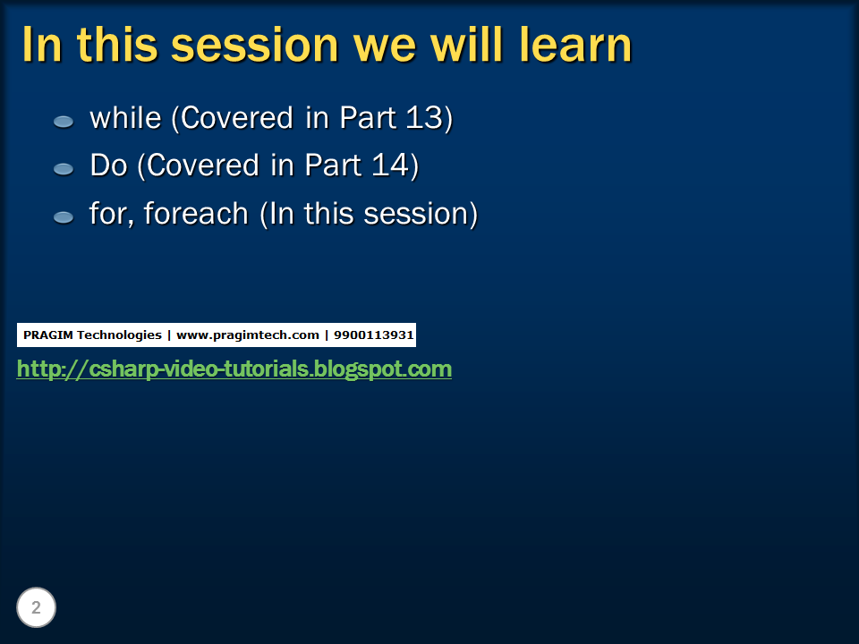 Sql Server Net And C Video Tutorial Part 15 Loops In C For And Foreach