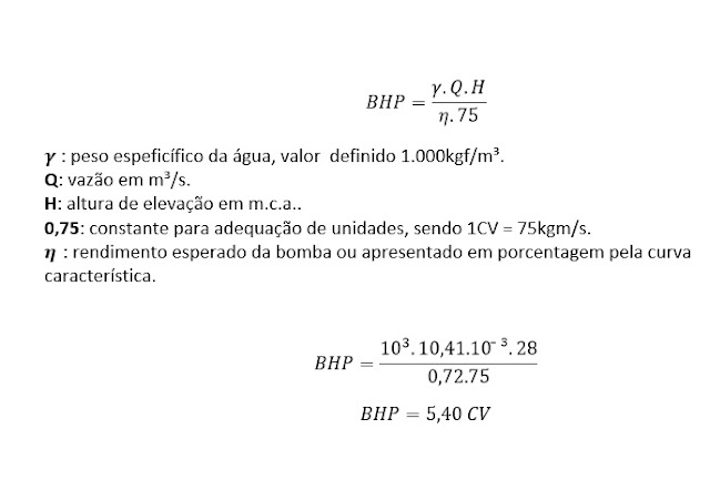 Bomba hidráulica: POTÊNCIA ABSORVIDA E RENDIMENTO