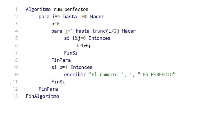 Programa que muestre los números perfectos
