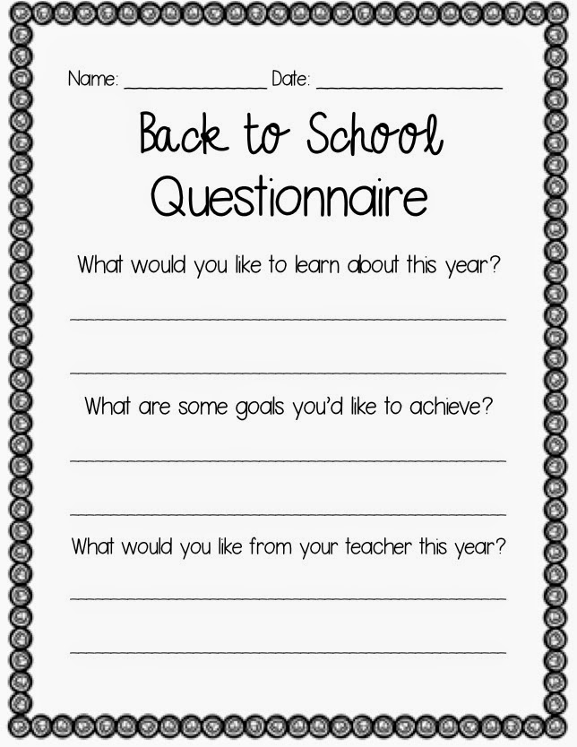 Back to School Survey Fun - Today in Second Grade
