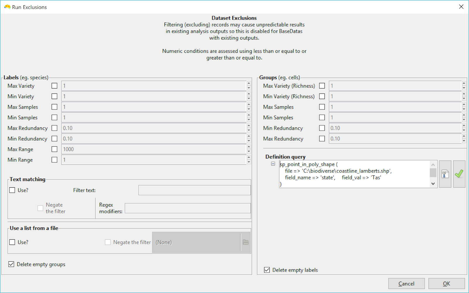 Biodiverse analysis software: 2019