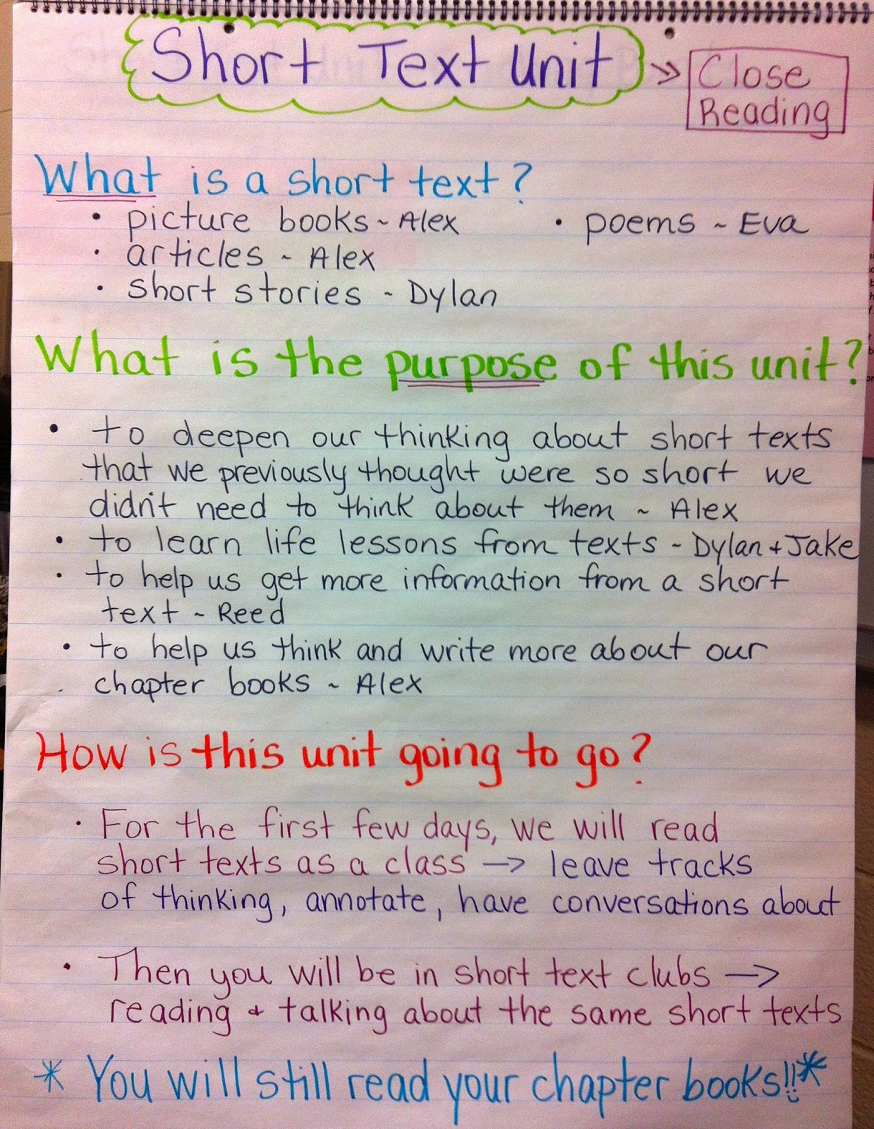 Two Reflective Teachers: A Peek into our Short Text Unit