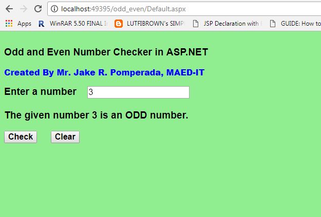 Free Programming Source Codes And Computer Programming Tutorials Odd And Even Number Checker In