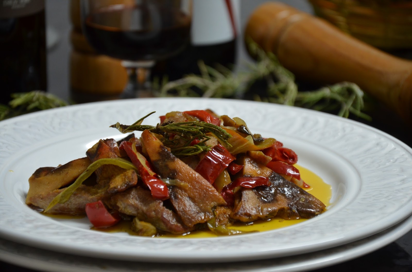 ROBELLONES SALTEADOS CON VERDURAS Y SECRETO IBERICO