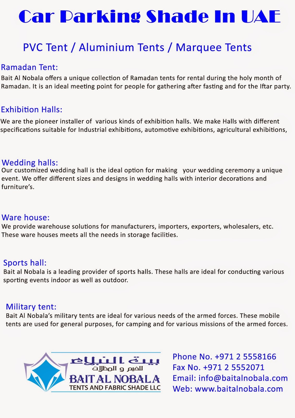 Qatar Tents, Car Shade and Shades