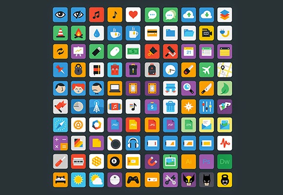 Stylicons 100 coloured PSD icons - Icon Pack - keywords HERE