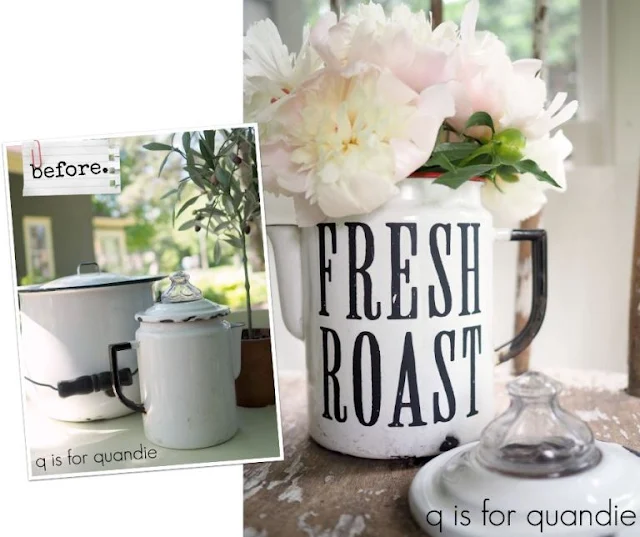 Upcycled Vintage Coffee Pot and Enamelware Decor Ideas - Organized Clutter