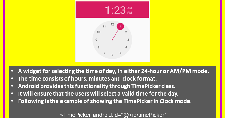 Time Picker in Android.
