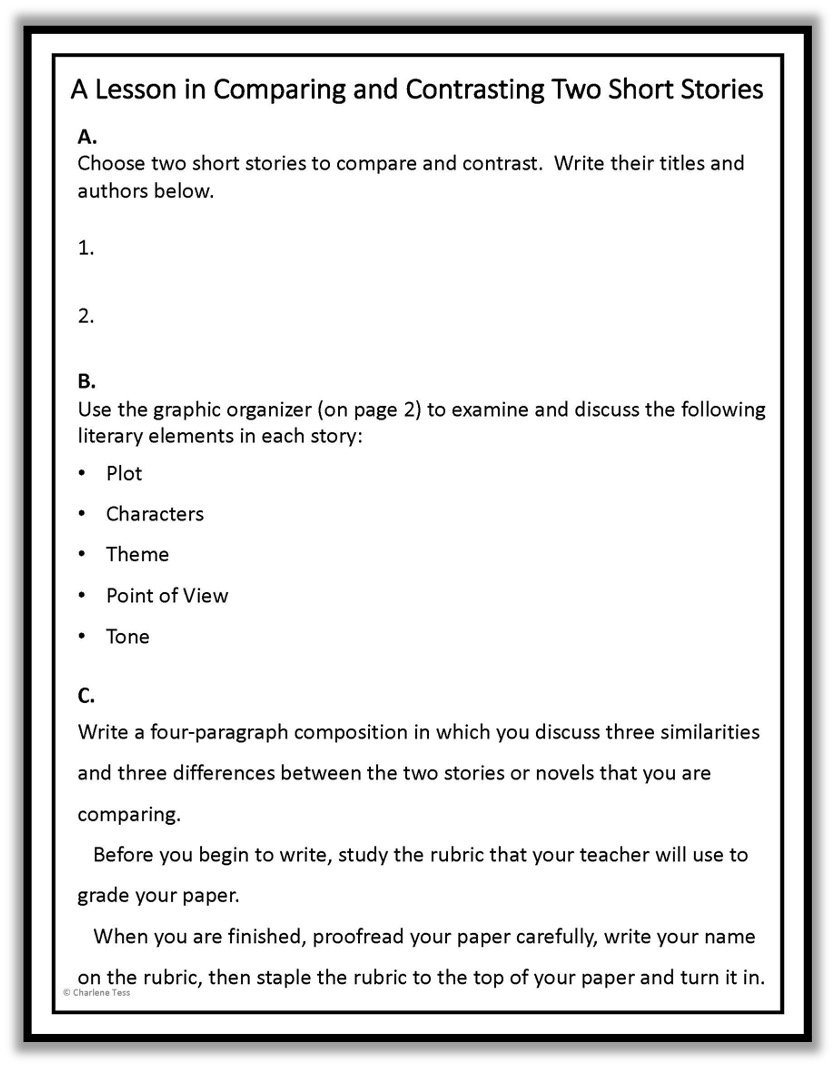Books by Charlene Tess: A Lesson in Comparing and Contrasting Two Short ...