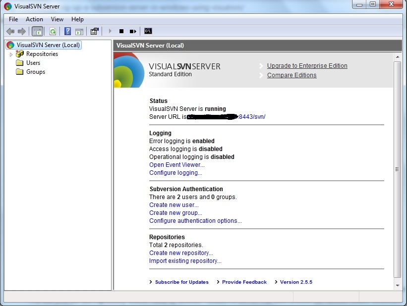 Setting up a Subversion server in Windows using VisualSVN - Googlers ...