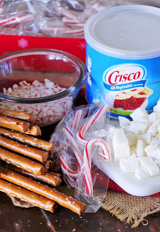 White Chocolate Candy Cane Pretzel Rods | The Kitchen is My Playground