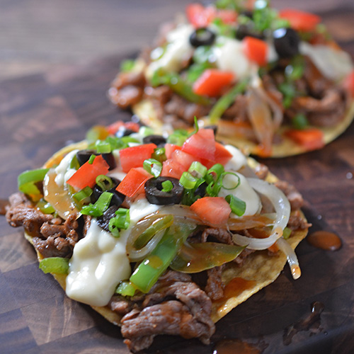 Shaved Steak Tostadas