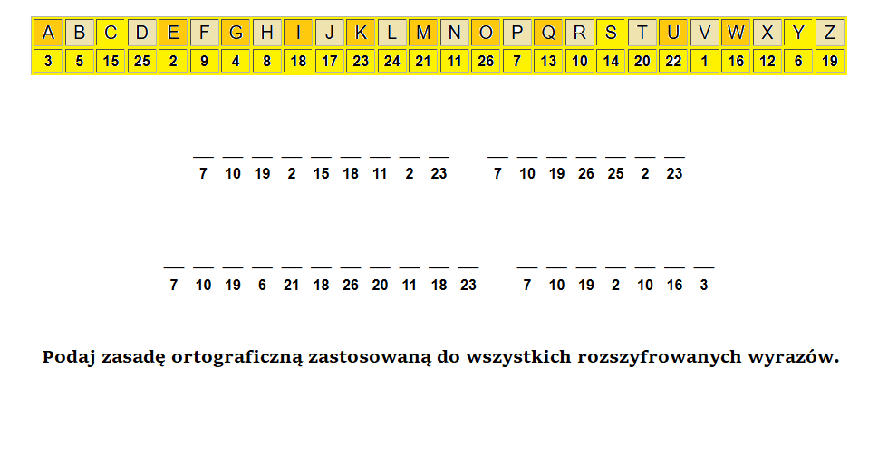 Kryptogram na lekcji poświęconej ortografii