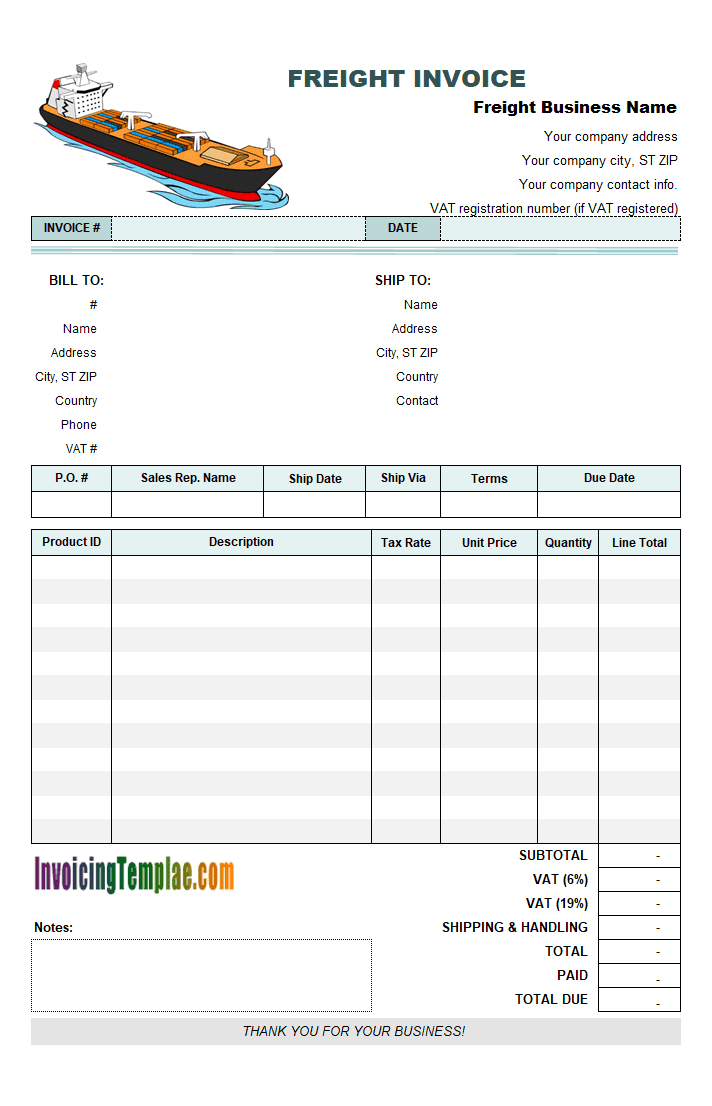 Freight Invoice Format - Invoice Template