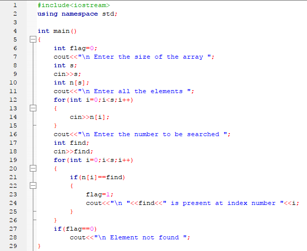 C Codes To Implement Linear Search